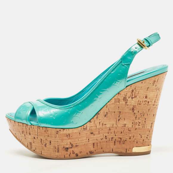 Louis Vuitton | Shoes | Louis Vuitton Turquoise Monogram Patent Leather ...
